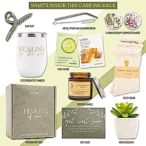 Get Well Soon Gifts for Women, Thinking of You Care Package for Women, Get Well Soon Gift Basket For Sick Friend After Surgery Gifts Feel Better Gifts For Women Self-Care Gifts With Tumbler, Face mask