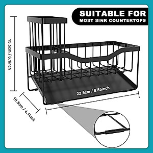 Multifunctional Sponge Holder for Kitchen Sink with High Brush Rack, Sink Caddy with Self Drain Tray, Kitchen Sink Organizer Sponge Caddy for Storage Dish Soap Dispenser - Kitchen Gadgets Accessories