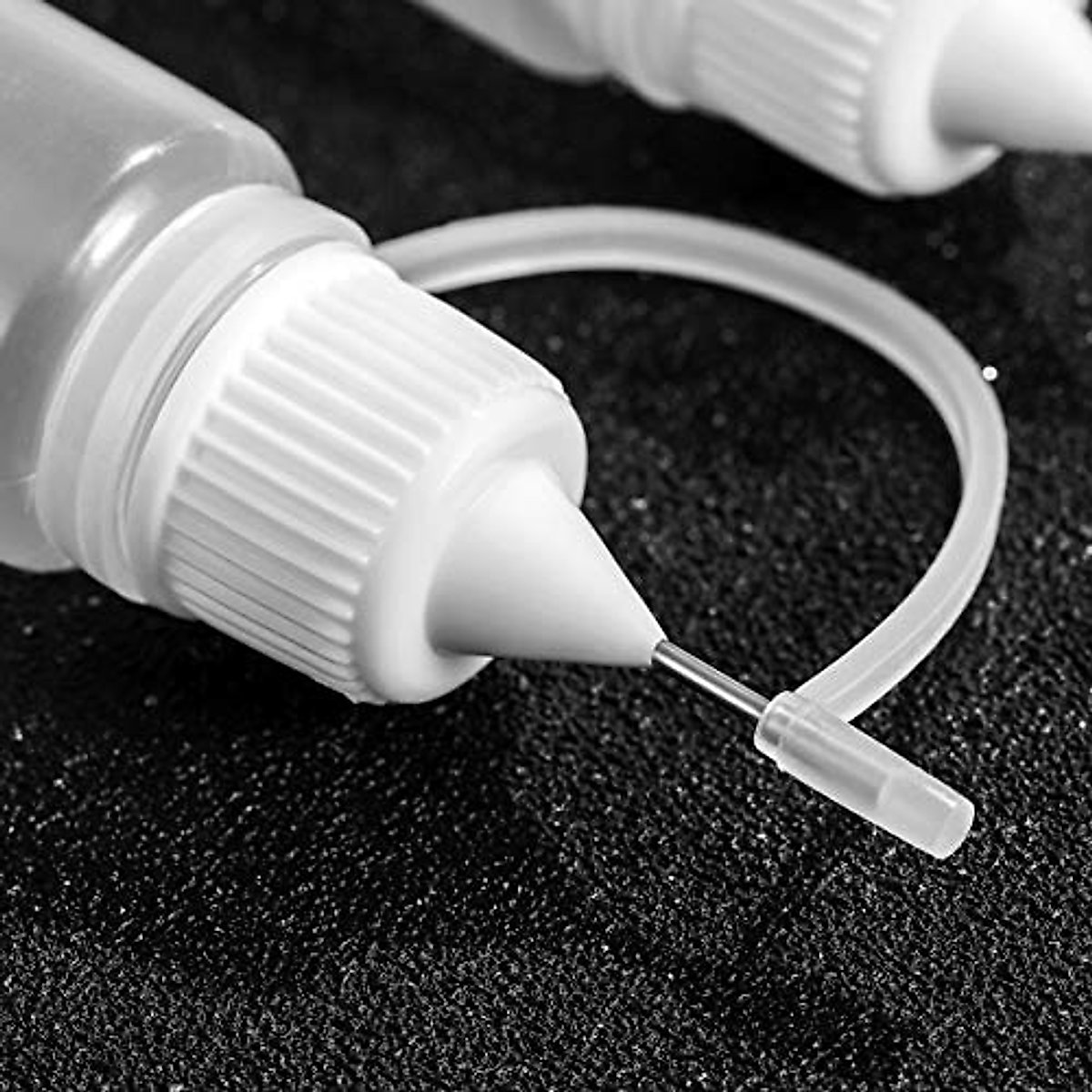 EXCEART 10 Pcs Needle Tip Glue Bottles 10ml Precision Refillable Squeeze Tip Applicator Empty Needle Plastic Bottle for DIY Craft