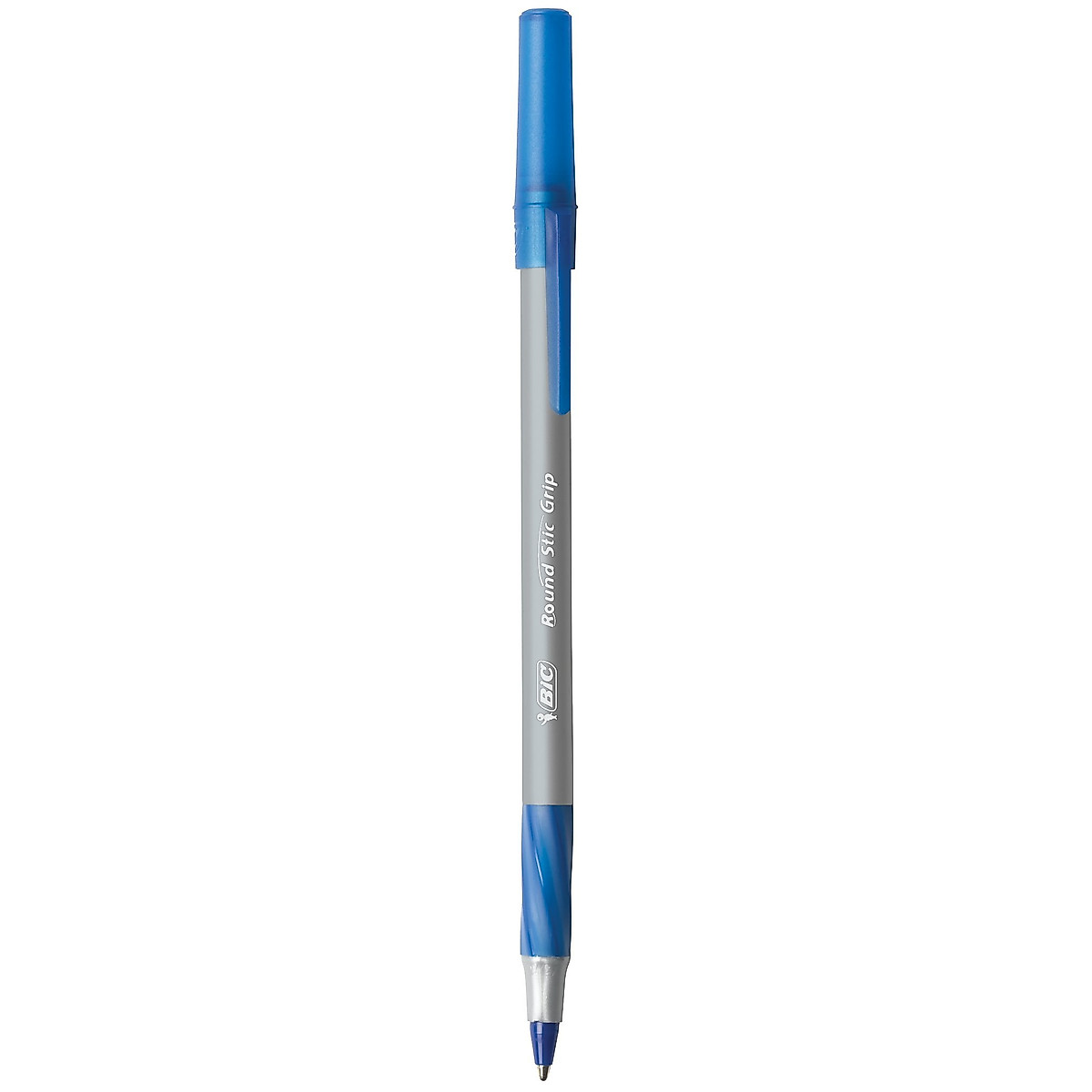 BIC Round Stic Grip Xtra Comfort Ballpoint Pen, Medium Point (1.2mm), Blue, 12-Count