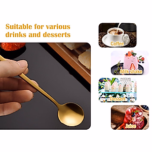 Kellegour 20 PCS Coffee Spoons,Espresso Spoons,Stirring Spoons,Gold Spoons,Mini Coffee Spoons,Long Handle Spoons,for Stirring Coffee, Dessert Cake,Ice Cream,Soup,Cappuccino 6.8Inch (gold)