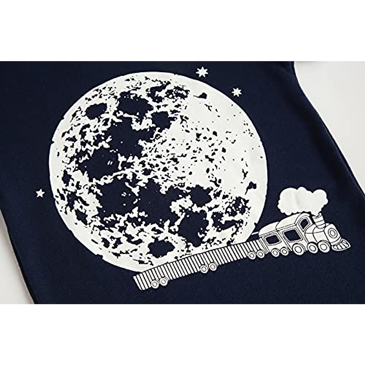 Family Feeling Glow in the Dark Moon Train Big Boys Shorts Set Summer Pajamas 100% Cotton Pjs Kid Blue Size 8