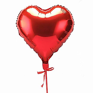 BinaryABC Foil Balloons,LOVE Heart Shape Helium Valentines Wedding Birthday Party Decorations,Approx,45cm,10 pieces(Red)