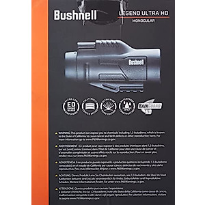 Bushnell Legend Ultra HD Monocular, Black, 10 x 42-mm