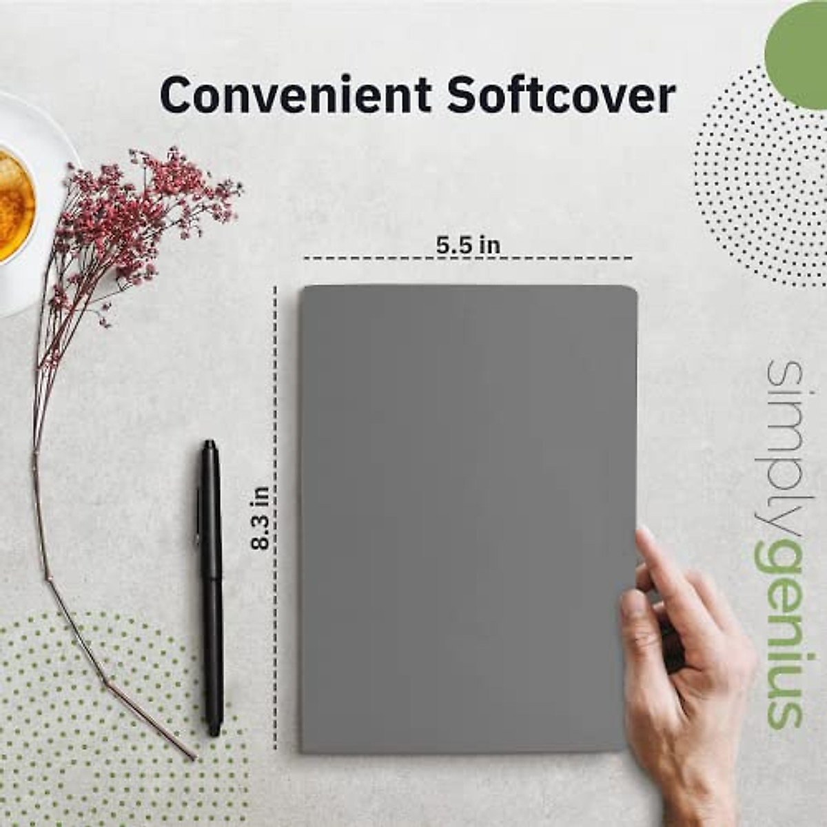 Simply Genius A5 Notebooks for Work, Travel, Business, School & More - College Ruled Notebook - Softcover Journals for Women & Men - Lined Note Books with 92 pages, 5.5" x 8.3" (Gray, 30 pack)