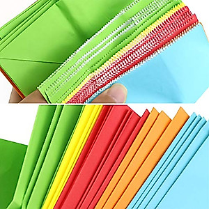 Newbested 50 Pack Small Rainbow Bright Color Kraft Paper Bags,Flat Bottom Grocery Wrapped Treat Goody Bags for Craft,Birthdays,Baby Showers,Wedding,Party Favor(5 Colors,5.1" x 3.1" x 9.4")