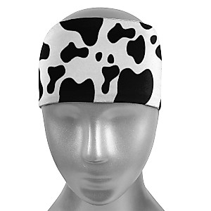 Sports sweatband for fits All Men and Women Moisture Wicking weat Workout Headbands for Running, Yoga, Non-Slip Hairband Black White Milk Cow Spots Print Headbands