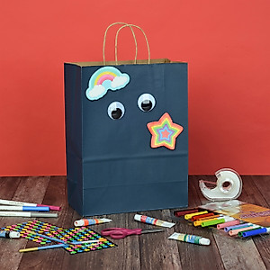 Prime Line Packaging 10x5x13 100 Pack Navy Blue Gift Bags with Handles, Medium Paper Bags for Gift Wrapping, Shopping Bags for Small Business, Retail