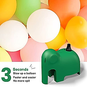 LiKee Elephant Electric Balloon Pump Portable Balloon Inflator Air Blower with Balloon Arch &Garland Tools for Party Decoration (Sea Green)