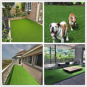 Petgrow Deluxe Realistic Artificial Grass Turf 3.3FTX5FT, 70 oz Face Weight /Drainage Holes / Rubber Backing, Indoor Outdoor Pet Faux Synthetic Grass Astro Rug Carpet for Garden Backyard Patio Balcony
