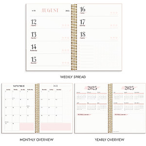 Burde Planner 2024 | Daily & Weekly Planner | Life Planner Pink Horizontal | 18 December 2023-5 January 2025 | Hardcover & Spiralbound A5 Format | Monthly & Yearly Overview | Stickers Included