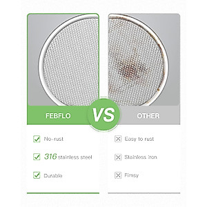 FEBFLO 12 Pack Sprouting Lids, 316 Stainless Steel Screen Lid for 86mm Wide Mouth Mason Jar, Mesh Bean Sprout Sieve Lids, Home Use Alfalfa, Broccoli,Lentil. QurHapzy (12 lids)