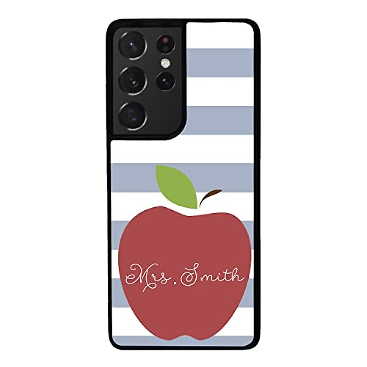 Apple Teachers Appreciation Personalized Black Rubber Phone Case Compatible With Samsung Galaxy S23 S23+ Ultra S22 S22+ S21 S21FE S21+ S20FE S20+ S20 Note 20 S10 S10+ S10e