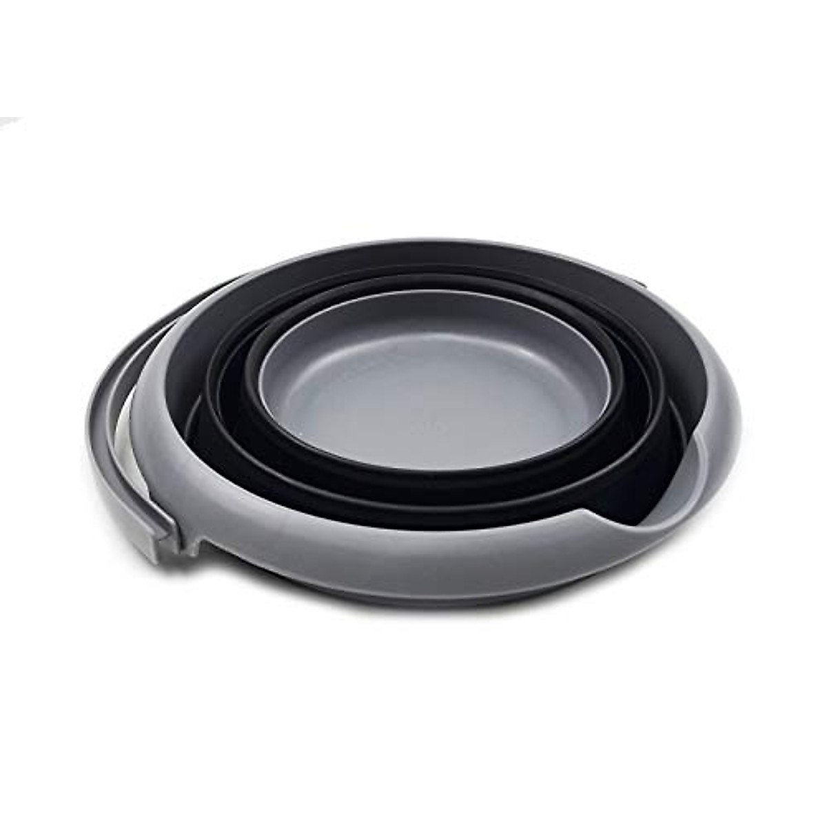 SAMMART 5L (1.32 Gallon) Collapsible Plastic Bucket - Foldable Round Tub - Portable Fishing Water Pail - Space Saving Outdoor Waterpot (5L Round, Grey/Black)