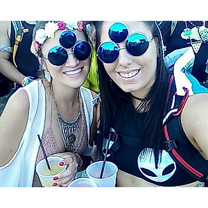 Trippy Lights Third Eye Sunglasses Reflective Mirrored Dark Blue Lens