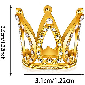 Fulanfudi 16pcs Mini Crown Cake Topper Crown Tiara Cake Topper Baby Princess Tiara Crown Rhinestone Crown Cake Decorations for Baby Shower Princess Themed Birthday Wedding Party(Gold)