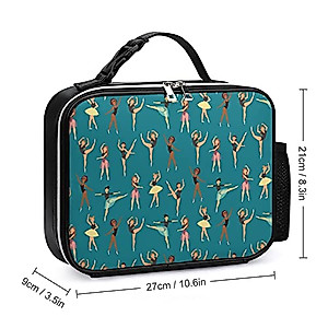 Dancing Ballerinas Printed Lunch Box Insulated Leakproof Cooler Tote Bag Reusable for Travel Work Picnic
