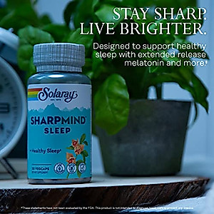 SOLARAY SharpMind Sleep, Nootropic Sleep Aid Formula, Nootropics Brain Support Supplement for a Calm Mood and Healthy Sleep with Slow Release Melatonin 3mg, 60 Day Guarantee, 30 Servings, 30 VegCaps