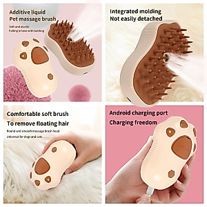 Steam Brush for Cats, 3 In 1 Cat Steamy Brush, New Upgraded Silicone Self-Cleaning Spray Cat Brush for Shedding, Pet Steam Brush, Dog Steam Brush, Pet Hair Cleaning Brush for Cat Dog