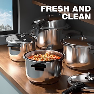 WantJoin Stainless Steel Pressure Cooker(Non-Aluminum),10 Quart Induction Compatible Pressure Cooker with Spring Valve Safeguard Devices,Compatible with Gas & Induction Cooker