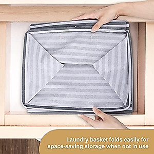 QEIDLHF 2-Pack Laundry Hamper 75L Basket Collapsible Large Clothes Storage Basket with Easy Carry Handles Freestanding Waterproof Clothes Hamper for Clothes Toys Organizer, Grey