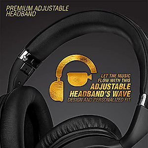 Volkano X Silenco Series Headphones Wireless Bluetooth - Active Noise Cancelling Headphones - 30H Playtime - Headset with Mic - Memory Foam Ear Cups for Cellphone/PC/Home (Black)