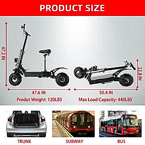 AJOOSOS X60 Electric Scooter, 60V 6000W Dual Motor, Electric Scooter Adults 50 MPH Fast Speed, 60 Miles Long Range, Hydraulic Damping, 11” Off-Road Tires, 400 LBS Weight Limit, Electric Kick Scooter