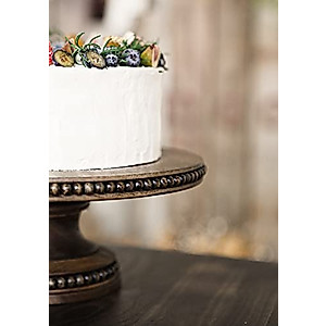 SMAAFIT 12 Inch Solid Cedar Wood Mud Pie Cake Stand for Wedding Decorative Display Serving Platter for Pastries Muffins Dessert Detachable Decorative Kitchen Server and Display(Brown)