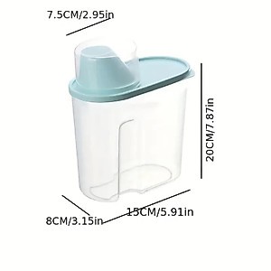 Typutomi 2pcs Rice Storage Bin, 1.9L Cereal Storage Container Food Airtight Container with Pouring Spout abd Measuring Cup for Oatmeal, Grain, Pasta, Flour, Dog Cat Food Canister(Blue&Green)