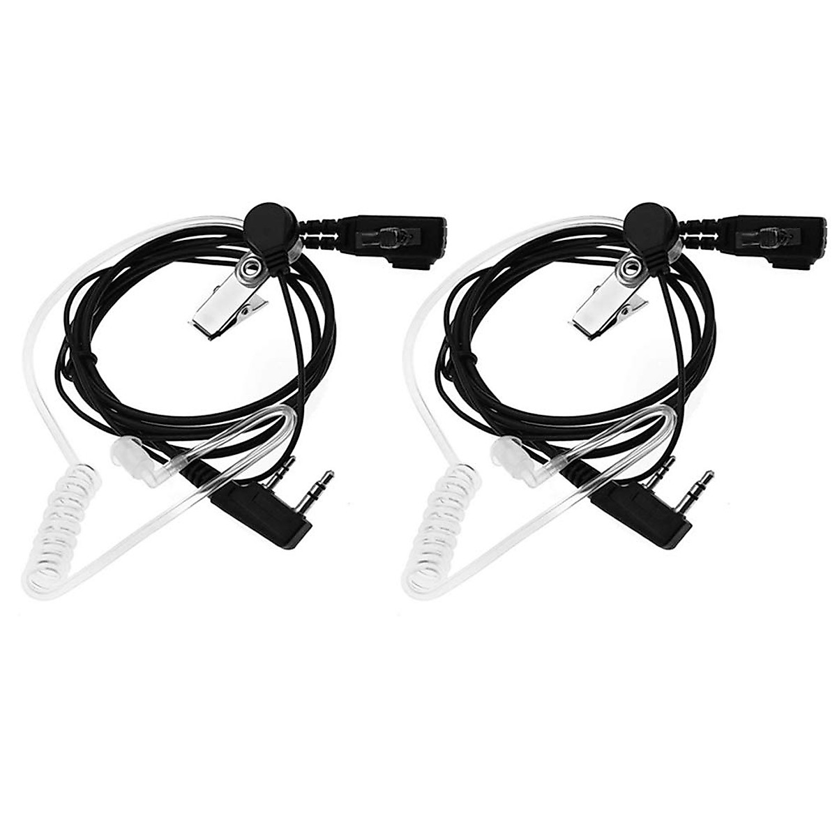 BAOFENG 2 Pin PTT Mic Covert Acoustic Tube Earpiece Headset for Kenwood PUXING UV-5R UV-5RA 888S 2 Way Radio(2 Pack)
