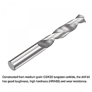 uxcell Solid Carbide Drill Bits, 7mm C2/K20 Tungsten Carbide Jobber Drill Bits Straight Shank Drilling Tool for Stainless Steel Aluminum Iron Metal Plastic