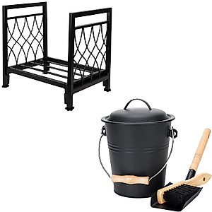 Mini Ash Bucket with Lid + Firewood Rack Indoor