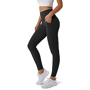 3 Pack High Waisted Leggings for Women No See Through Yoga Pants Tummy Control Leggings for Workout Running Buttery Soft (Pocket Black/Black/Black, L/XL)