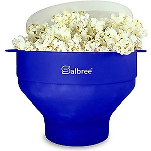 Salbree The Original Microwave Popcorn Popper, Silicone Popcorn Maker, Collapsible Microwavable Bowl - Hot Air Popper - No Oil Required - The Most Colors Available (Blue)
