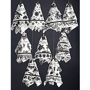 Karma Gifts KA101944 Black And White Boho Tea Towel,Cotton, Octopus 18" x 22"