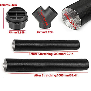 VISLONE Diesel Heater Exhaust Pipe 75mm Ducting Y Branch Warm Air Outlet Vent Kit For Webasto Diesel Heater