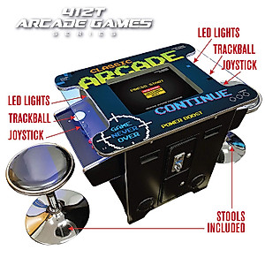 Creative Arcades Full Size Commercial Grade Cocktail Arcade Machine | 2 Player | 412 Games | 22" LCD Screen | Square Glass Top | LED | 2 Sanwa Joysticks | Trackball | 2 Stools | 3 Year Warranty