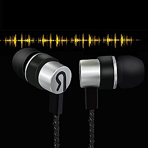 Heave 3.5mm Wired Headset with Microphone,Noise Isolating Earphones Deep Bass in Ear Headphones Compatible with Cell Phone Laptops Computers Silver