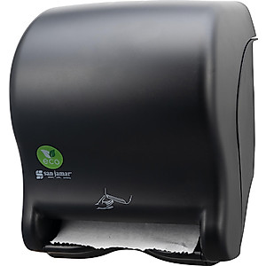 San Jamar Ecologic Smart Essence Recycled Plastic Electronic Paper Towel Dispenser, Universal Roll Capacity, Wall Mounted Dispenser with Zero Waste for Home and Business Universal, Black