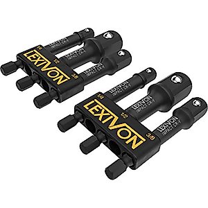 LEXIVON [2-Pack] Impact Grade Socket Adapter Set, 3" Extension Bit With Holder | 3-Piece 1/4", 3/8", and 1/2" Drive, Adapt Your Power Drill To High Torque Impact Wrench (LX-101X2)