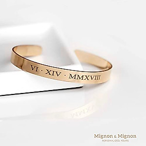 Cuff Engraved Bracelet Graduation Gift for Her Teacher Appteciation Personalized Bangle for Women Custom Name Inspirational Friendship Bridesmaid Proposal Coordinate - FBR