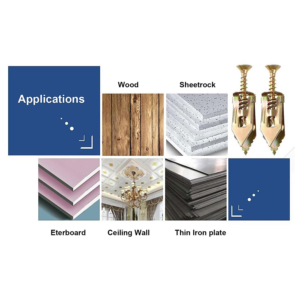 binifiMux Drywall Anchors with Self Drilling Screws Kit, 12x30mm 110pcs, Sheetrock Hanging TV Shelf Strap Cabinet Decoration Fixing Curtain