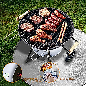 ToHayie Fire Pit Mat, Fire Mat for BBQ Grills, Perfect for BBQ, Smokers, Grills - Protects Porch, Patio, Deck, Wood, Grass, Stone, Composite from Burns - Heat Resistant Fire Pit Mat (26 inch)