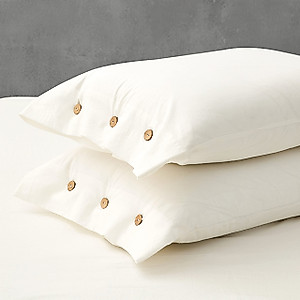 melingo Queen Duvet Covers, White Washed Cotton Duvet Cover Set, Soft, Cooling, Breathable Bedding Collection Set with Buttons Closure. Solid Color Quilt Cover (1 Comforter Cover + 2 Pillow Cases)