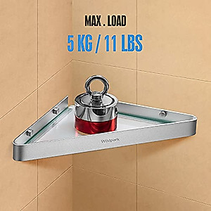 Wildpark Glass Shower Shelf, Corner Shower Caddy, Wall Mounted Bathroom Storage Organizer,No Drilling Need with Adhesive for Bathroom,Kitchen, Toilet and Dorm, 2-Pack (2 Pack)