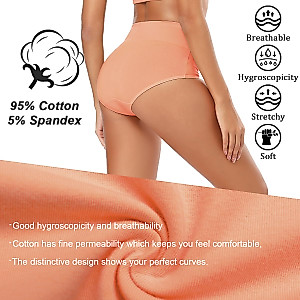 Molasus Women's Soft Cotton Underwear Briefs High Waisted Postpartum Panties Ladies Full Coverage Plus Size Underpants Pack of 5,Large