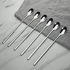 Long Handle Spoon, Coffee Stirrers, 9-inch Ice Tea Spoon, AOOSY Premium 18/10 Stainless Steel Iced Teaspoon for Mothers Milks Tea Mixing Cocktail Stirring Coffee Milkshake Cold Drink, Set of 6