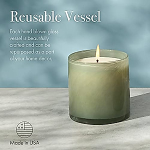 LAFCO New York Signature Candle, Fresh Cut Gardenia - 15.5 oz - 90-Hour Burn Time - Reusable, Hand Blown Glass Vessel - Made in The USA