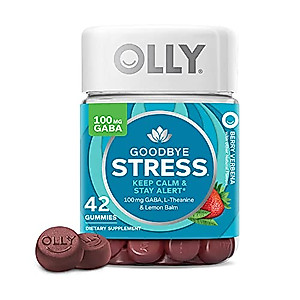 OLLY Goodbye Stress Gummy, GABA, L-Theanine, Lemon Balm, Stress Relief Supplement, Berry - 42 Count