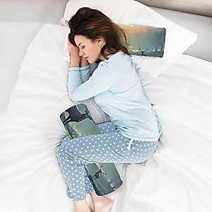 xigua Deers Neck Roll Pillow for Neck Relief with Removable Washable Cover - Memory Foam Round Cylinder Bolster, Ergonomically Designed for Head, Neck, Back, and Legs